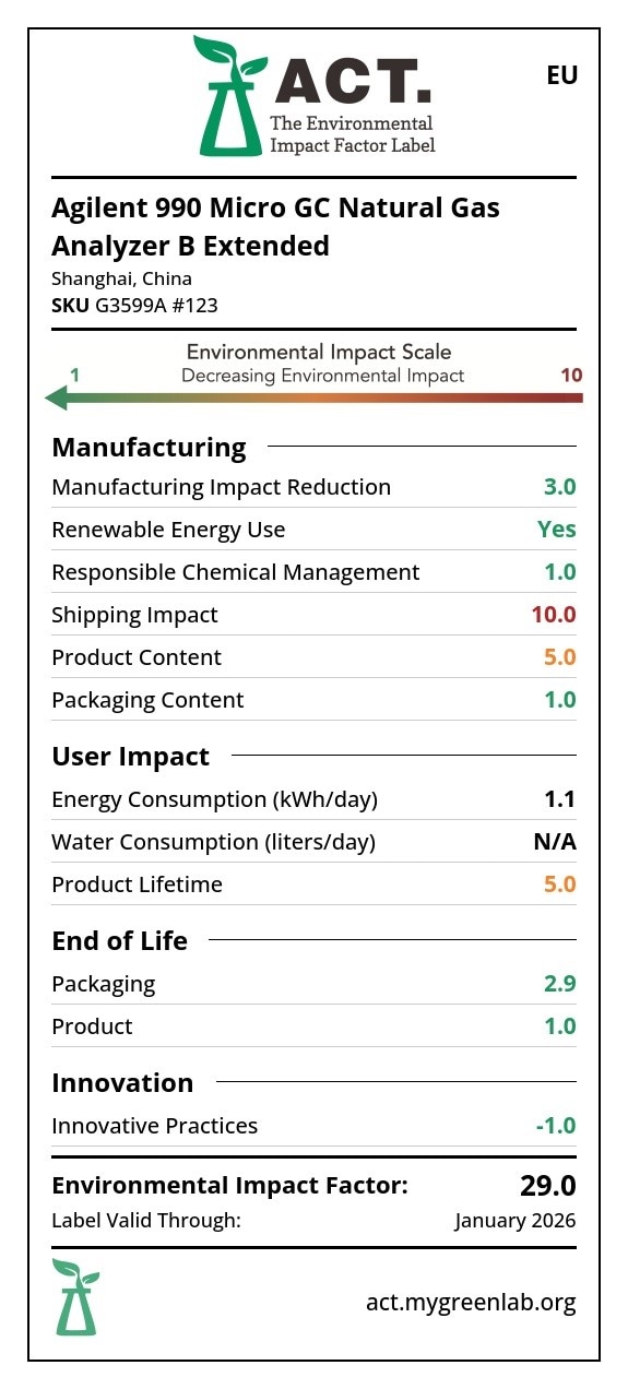 990 Micro GC Natural Gas Analyzer B Extended – Agilent ACT Labeled Products