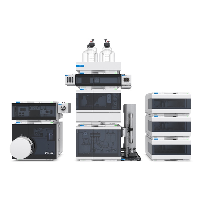 Three short stacks of 2-3 small, gray, cuboid shaped analytical ...