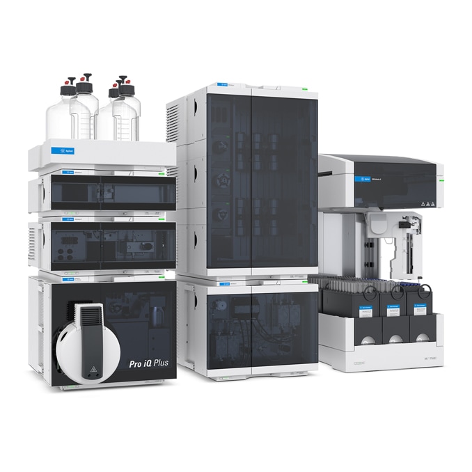 Three short stacks of one to three gray, cuboid shaped analytical ...