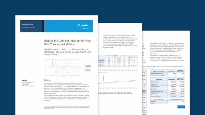 Application note pages for 1260 Prime Infinity LC System that ...